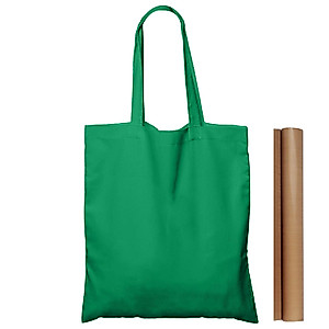 NPBAG 5 Pack 15'' X 16'' Green Cotton Tote Bags, Lightweight Blank Bulk Cloth bags with 1pc of PTFE Teflon Sheet