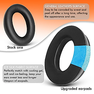 Ear Pads Replacement for Bose QuietComfort 45, Cooling Gel Earpads with Memory Foam for Bose QC45 & QC SE Wireless Headphones Upgraded (Black)