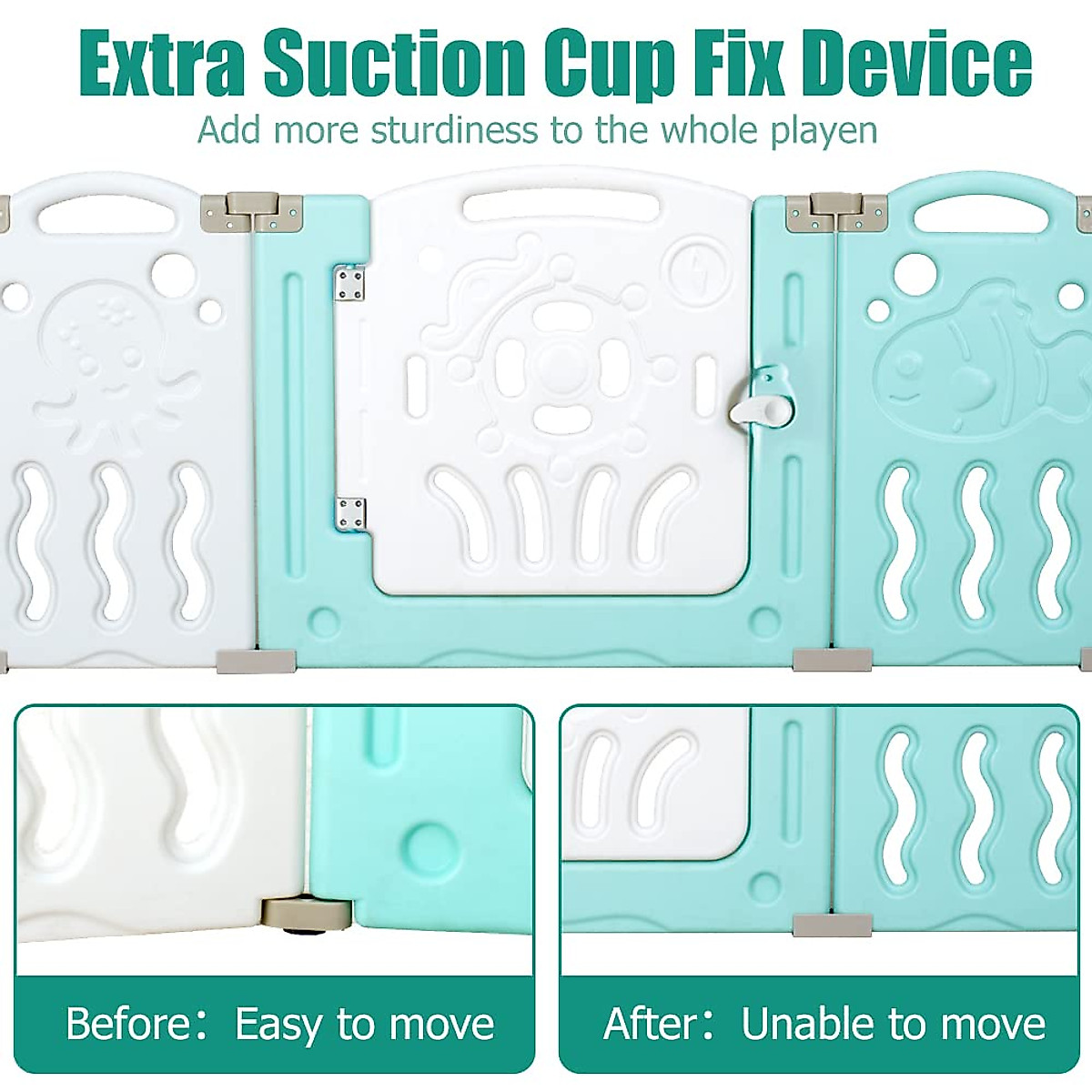 Albott Baby Playpen 18 Panels Safety Sturdy Kids Play Center Yard - Kids Activity Center for Indoor Outdoor Portable Play Yard with Gate for Baby (Blue+White)