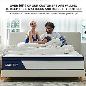 Molblly King Mattress, 12 Inch Innerspring Mattress in a Box,Ultimate Motion Isolation Individually Wrapped Pocket Coils Mattress,Pressure Relief, Cool King Bed Mattress