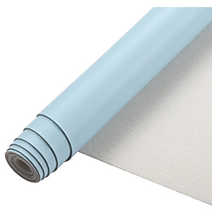 Picheng Smooth Solid Color Faux Leather Sheets 13.8"X53"(35cmX135cm),Soft Faux Leather Roll Very Suitable for Making Crafts,Leather Earrings, Bows,Sewing DIY Projects (Light Blue)
