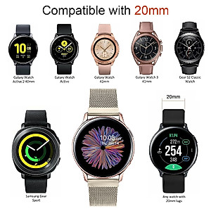 YILED Metal Bands for Samsung Galaxy Watch Active 2 40mm 44mm, 20mm Stainless Steel Mesh Watch Strap for Galaxy Watch 3 41mm 42mm (Rose Pink)