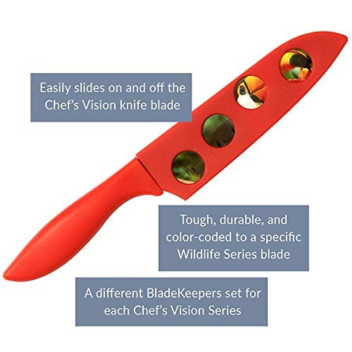 CHEF'S VISION Blade Keepers Protective Knife Covers for the Wildlife Series Knives - Knives Not Included - Color Blade Cover Sheaths for Kitchen Knives - Blade Guards to Protect your Wildlife Knives