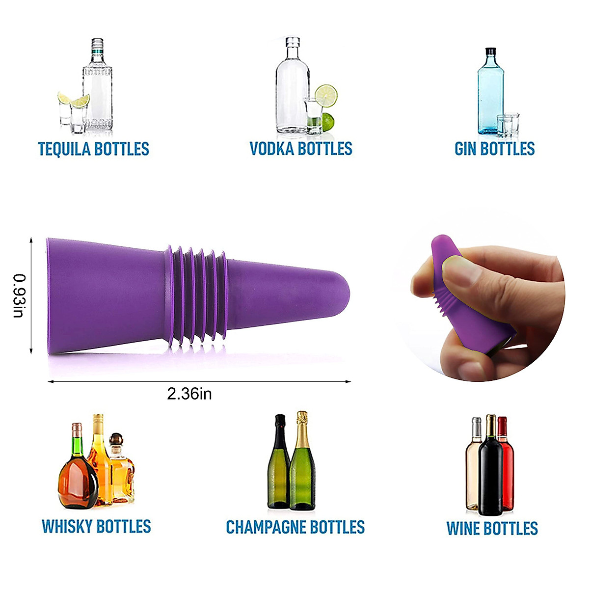 FXHDC-M 4 pcs Reusable Cork Novelty Wine Bottle Stoppers Rubber for Bottles of Opened Win Cork to Keep The Wine Champagne Beer Fresh