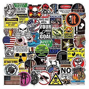 105pcs Pack Hard Hat Stickers, Funny Sticker for Helmet Hood Hardhats Tool Box Car, Gifts for Men Adult Essential Worker Welder Construction Union Military Electrician, American Patriotic Vinyl Decals