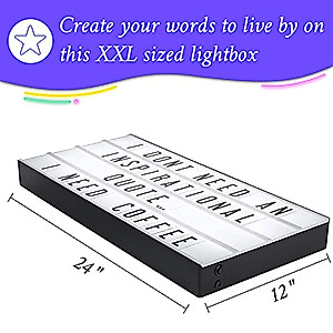 My Cinema Lightbox - XXL Cinema Light Box, 24" x 12" - 3 Modi Light Up Letter Board with 160 Letters, Numbers, Sign - White LED Light, RGB Color Change and Color Freeze Mode