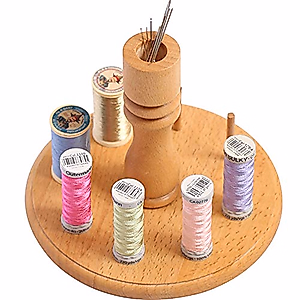 Kelendle 8 Spool Portable Wooden Bobbin Holder Stand Thread Rack Holder Thread Organizer Rack