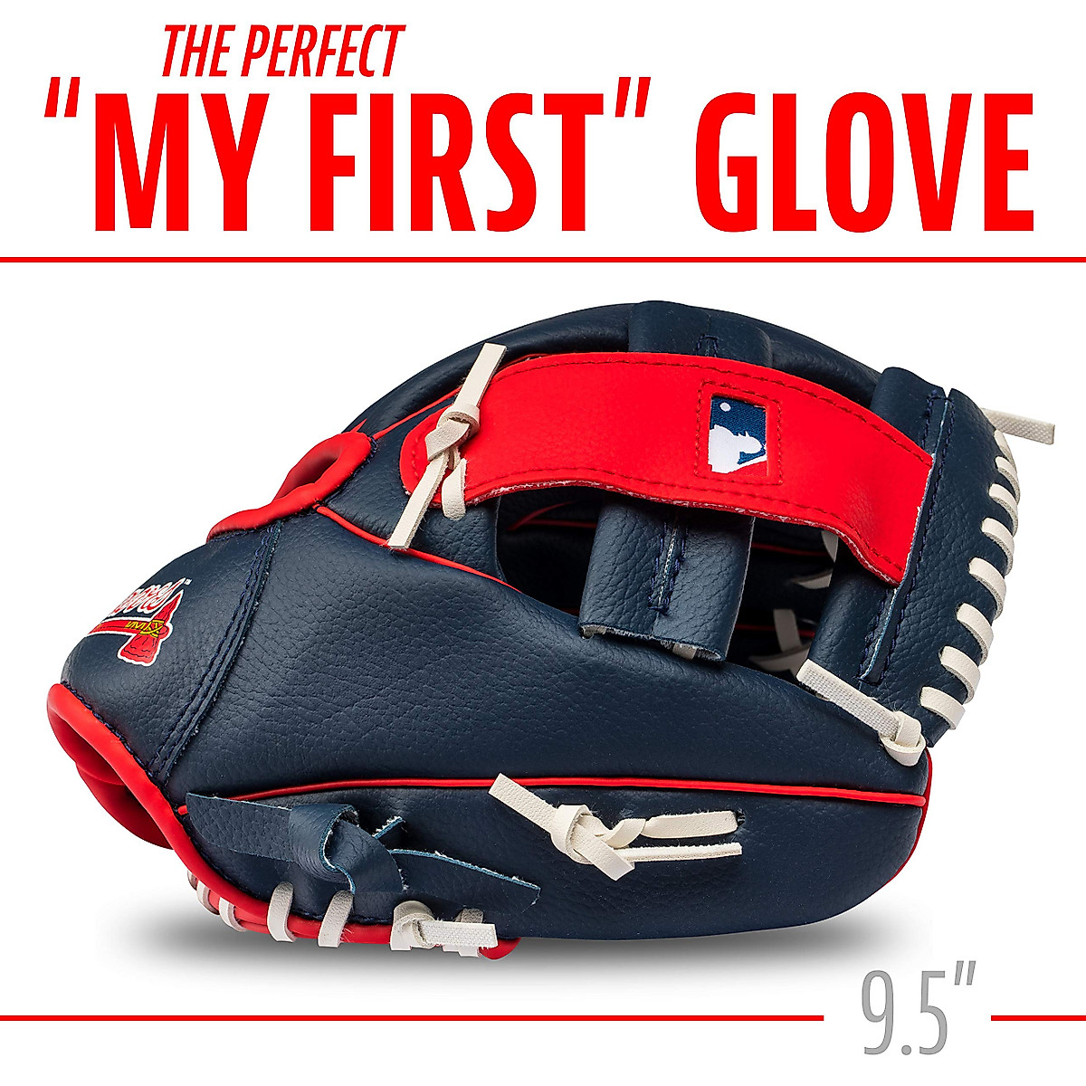 Franklin Sports MLB Youth Teeball Glove and Ball Set - Kids Atlanta Braves Baseball and Teeball Glove and Ball - Perfect First Kids Glove - 9.5", One Size