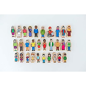 The Freckled Frog - FF420 My Family - Set of 30 - Ages 1+ - Inclusive Wooden Blocks for Toddlers – Includes Grandparents, Moms, Dads and Children Around the World - Double-Sided
