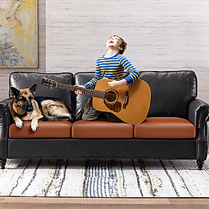 YISUN PU Leather Couch Cushion Sofa Cover, Waterproof Stretch Couch Cushion Slipcovers, Faux Leather Sofa Slipcovers Loveseat Couch Replacement Chair/Furniture Protector,3 Pack,Light Brown