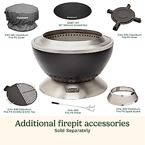 Cuisinart 24” Cleanburn Smokeless Fire Pit with Removable Base for Ash, Portable Outdoor Wood Burning Fireplace, Smoke Free Stainless Steel Outdoor Heater, Enhanced Airflow and Easy Cleanup