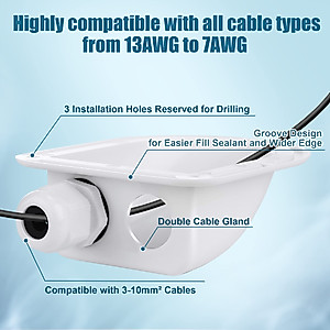 4 Pieces Solar Double Cable Entry Gland for All Cable Types 13AWG to 7AWG, RV Accessories Waterproof ABS Solar Dual Cable Entry Housing for RVBoatYachtRoofCamper Van