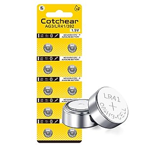Cotchear 10pcs AG3 LR41 Battery 392 384 192 SR41SW CX41 L736 Batteries L736f Battry 1.5V LR41 Button Batteries for Watch Toys Clock