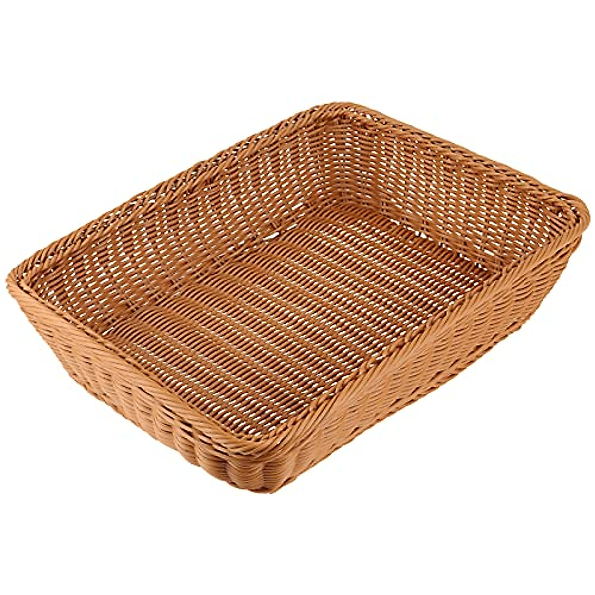 4 Pack 11.8 Inches Poly Wicker Woven Bread Baskets, Imitation Rattan Baskets, Poly Woven Baskets for Fruit, Food, Vegetables2