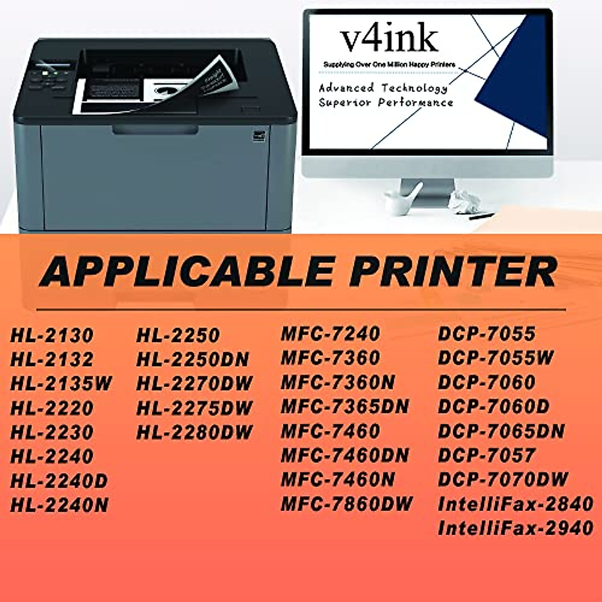 v4ink Compatible Toner Cartridge Replacement for Brother TN450 TN420 Black Toner Cartridge High Yield Use for HL-2240d HL-2270dw HL-2280dw MFC-7360n MFC-7860dw IntelliFax 2840 2940 Printer (Black)