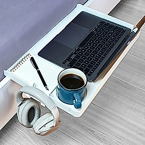 STURDYSHELF Large Bedside Shelf for Bed with Adjustable Tablet Phone Holders & Cupholder, Bed Shelf for College Dorm, Bunk Bed, Loft Bed, Floating Nightstand, Bed Table, Bedside Tray, Caddy