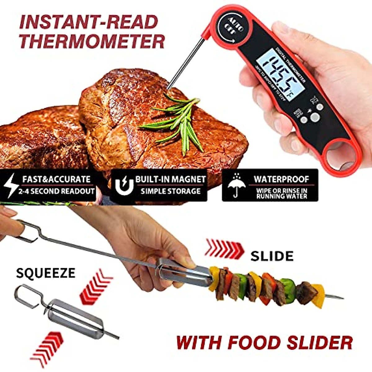 BBQ Grill Tools Set Grilling Accessories -Deluxe Birthday Gifts for Dad or Men,19 Pcs Stainless Steel Grill Kits with Large Brushed Aluminnum Case, 18” Professional Barbecue Utensils for Outdoor Grill