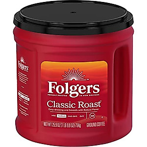 Folgers Classic Roast Medium Roast Ground Coffee, 25.9 Ounces (Pack of 6)