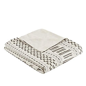 INK+IVY Rhea 100% Cotton Duvet Set Mid Century Modern Boho Design, All Season Comforter Cover Bedding Set, Matching Shams, King/Cal King, Geometric Clipped Jacquard Ivory 3 Piece