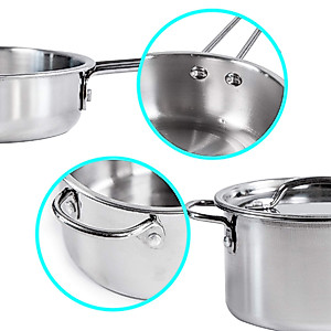 JOYIN Kid Play Kitchen, Pretend Daycare Toy Sets, Kids Cooking Supplies with Stainless Steel Cookware Pots and Pans Set, Cooking Utensils, Apron&Chef Hat and Grocery Play Food Sets, Toddler Gifts