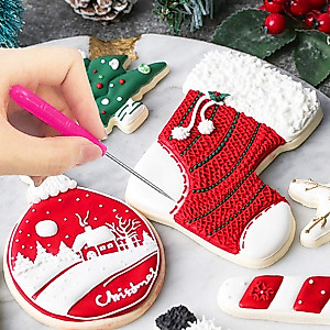 Artcome 40Pcs Christmas Cookie Decorating Tool Set, 28Pcs Cookie Cutters, 6Pcs Easy Squeeze Write Bottles and 6Pcs Sugar Stir Needles, Cookie Decorating Supplies Kit For DIY Cookies and Cakes
