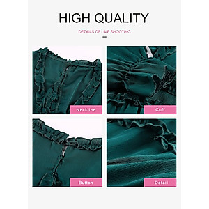 Dokotoo Womens Cute Summer Spring Casual Sexy Deep V Neck Ruffle Chiffon Lantern Long Sleeve Elegant Boho Hawaiian Flowy Mini Short Skirt Dresses for Women Party Party 2024 Green Small