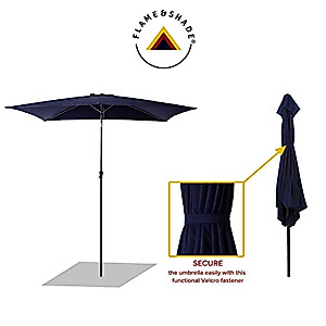 FLAME&SHADE 6.5 x 10 ft Rectangular Outdoor Market Patio Table Umbrella with Tilt, Navy Blue