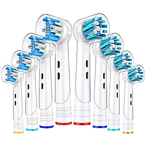 FIRIK Toothbrush Heads Replacement Compatible with Oral B: 8 Pack Professional Brush Head Refills for Braun Pro 1000/3000/5000/7000/8000/9000, Floss Action & Cross Action with Hygienic Caps