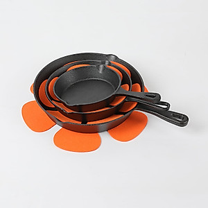 HAWOK Pot/Pan Protectors-Set of 3 Dia. 8" 10" 12" Orange