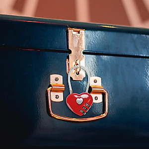 Red Heart Padlock, Mini Code Lock, Wire Rope 3-Digit Code Combination Padlock for Travel Bags/Suitcase/Lockers/Backpacks/Jewelry Boxes, 3 Packs