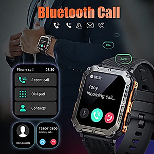 meoonley Military Rugged Smartwatch for Men,Sport Watch with Answer/Make Call IP68 1.83 inch Fitness Tracker Pedometer SpO2 for Outdoor Enthusiasts