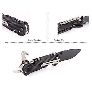 Sanrenmu Knives 7045 Pocket Folding Knife EDC Knife Multitool Bottle Opener 12C27 Blade (Black)