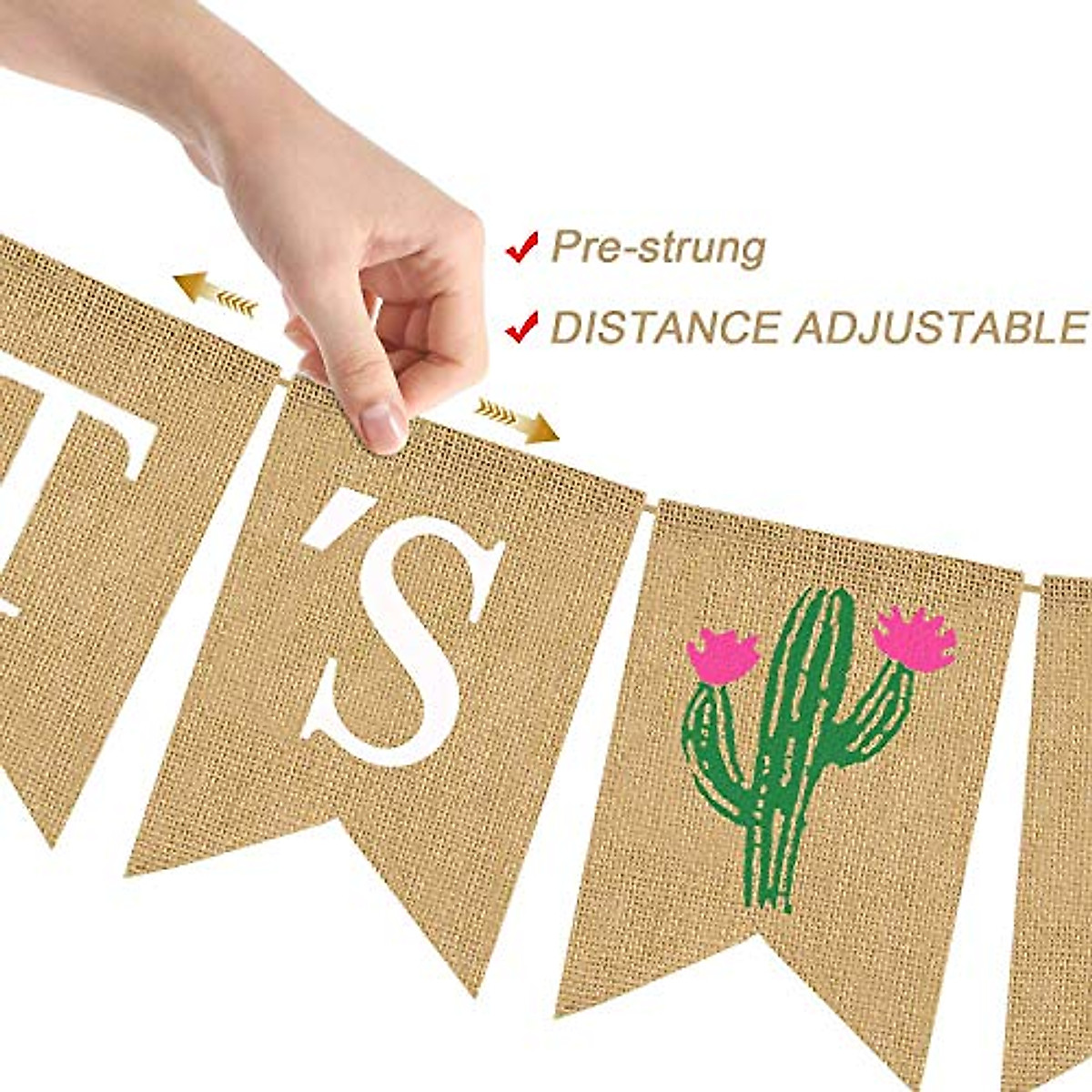 Jute Burlap Let's Fiesta Banner Cinco De Mayo Mexico Theme Birthday Party Baby Shower Garland Decoration