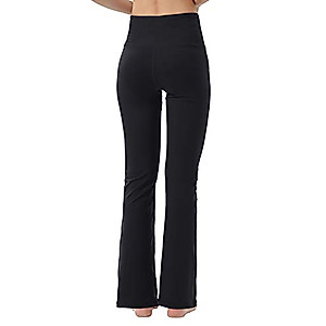 Keolorn Bootcut Yoga Pants for Women High Waist Workout Pants for Women Tummy Control Bootleg Work Pants Dress Pants (Black, L)