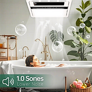 VallisCo Bathroom Exhaust Fan with Light and Heater 4 in 1 Bathroom Fan with Heater for Ventilation, Lighting, Warming, and Drying Powerful & Quiet Bathroom Fan with Light and Heater for Comfort