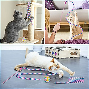 Retro Shaw 9 Pack Cat Toys for Indoor Cats, Cat Wand Toys with Cat Balls and Cat Spring