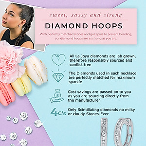 La Joya 1/2 CT TW Lab Made Huggie Hoop Diamond Earrings For Women | Real Sterling Silver White Gold Plated Diamond Huggies Earrings For Women