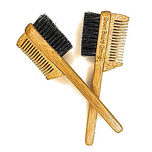 Pocket Sapling Mustache Brush & Comb (2-Pack) from Green Beard Grmng - Boar Bristle & Bamboo