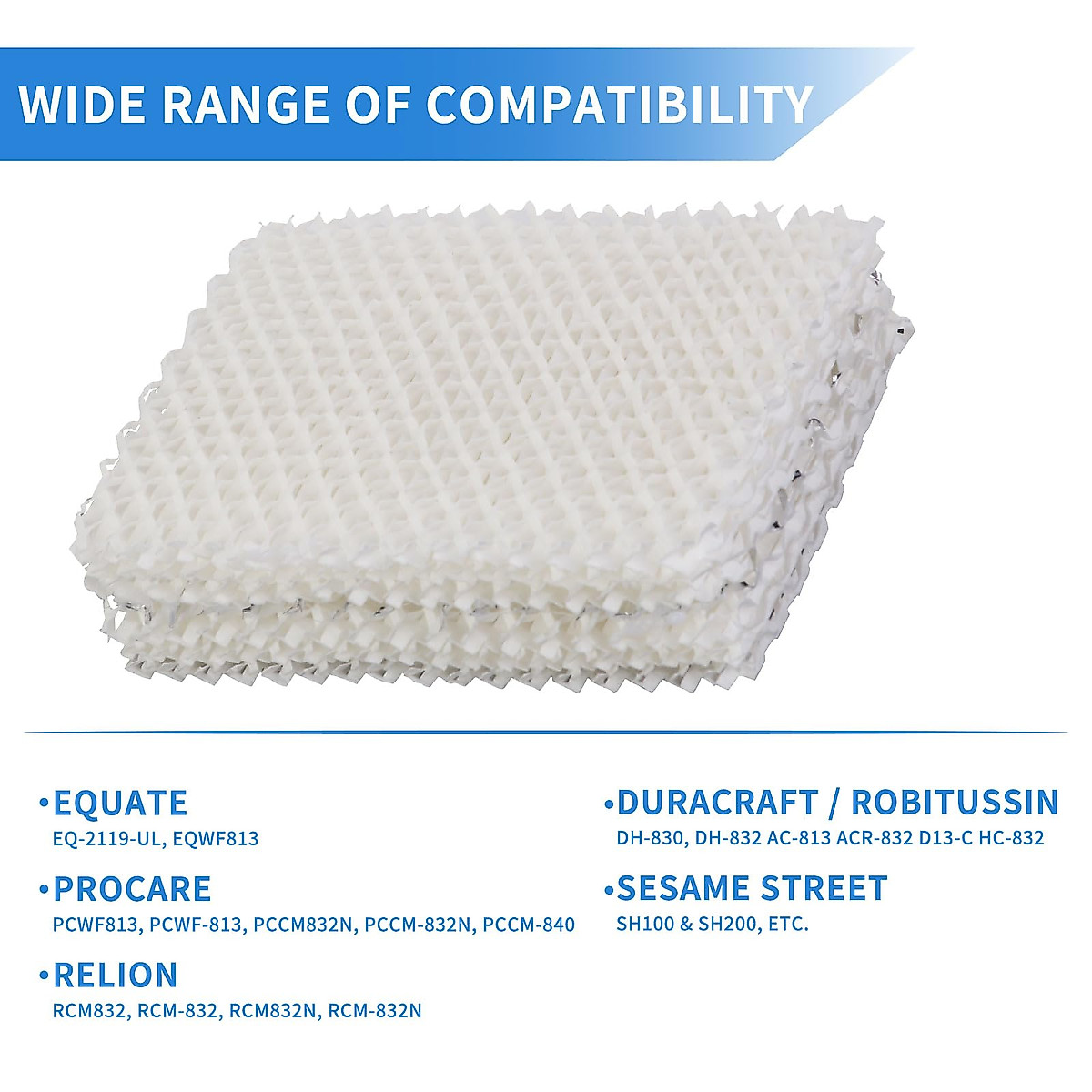 Fbzrnik WF813 Humidifier Filter Replacement for Equate EQ-2119-UL EQWF813, Relion RCM-832 RCM-832N, ProCare PCWF813 PCWF-813 PCCM-840 PCCM-832N Cool Mist Humidifiers Wick Filters (2 Pack)