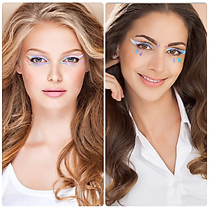 ANCIRS 9 Pack Holographic Stickers for Eye Makeup, Temporary Crystal Face Tattoo Eyebrow Stickers for Halloween Carnival Party Cosplay Music Festival Decoration
