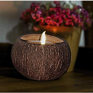 Coconut Bowl Candle – 14oz Premium Soy – Wood Wicked Coconut Scented Candle – Natural Coconut Shell – Eco Friendly – Ideal for Home and Beach Décor – Aromatherapy Candle
