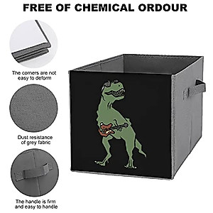 T-Rocks Play Guitar PU Leather Collapsible Storage Bins Canvas Cube Organizer Basket with Handles