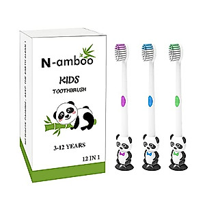 12 Pieces Kids Cartoon Panda Toothbrush Soft Bristles with Sunction Cup Individually Wrapped for Boys and Girls Toddler 3-12 Years