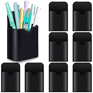 Jetec 8 Pcs Magnetic Pen Marker Holders Dry Erase Magnetic Pen Pencil Holder Organizer Home Office Supplies for Refrigerator Whiteboard Locker (Black)