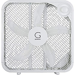 Genesis 20" Box Fan, 3 Settings, Max Cooling Technology, Carry Handle, White (G20BOX-WHT)