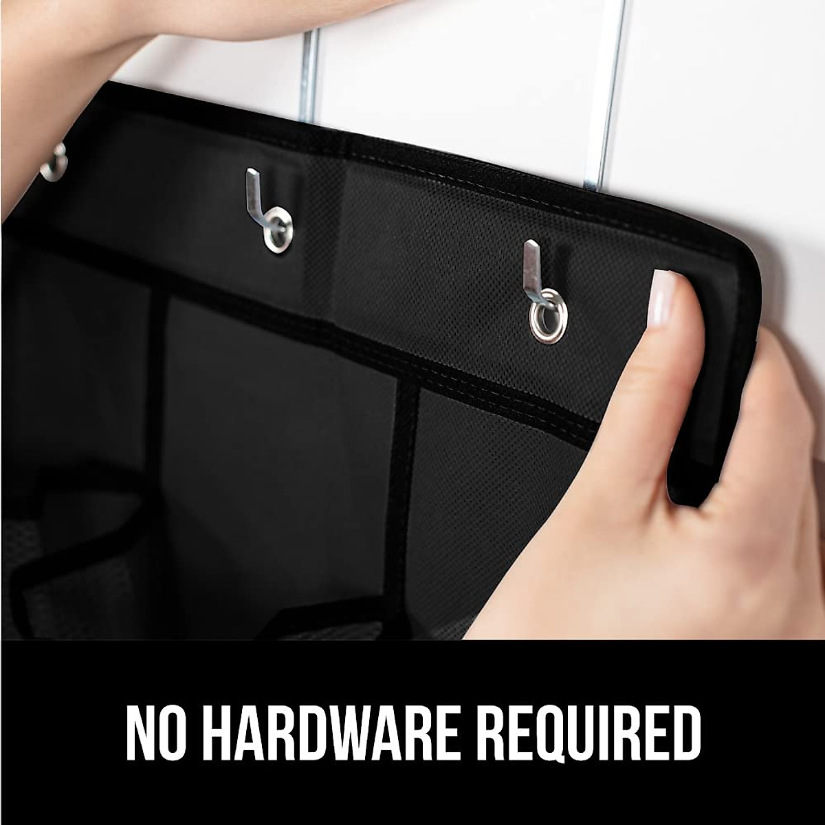 Gorilla Grip Shoe Holder Rack for Over the Door, 24 Mesh Pockets Hold up to 40 Pounds, Back of Closet Organizer, Behind Door Hanger, Nonslip Holders, Shoes, Sneakers and Home Accessories, Black