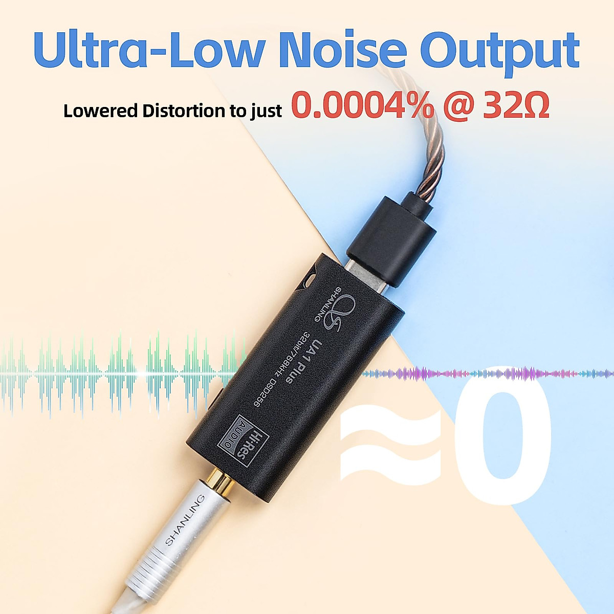 SHANLING UA1 Plus Headphone Amplifier, Portable USB DAC/AMP,Dual 43131 DAC,CT701 USB Receive Chip,Support Up to 768kHZ/32bit,DSD256,80mW@32Ω Output,Android app Control (Black)