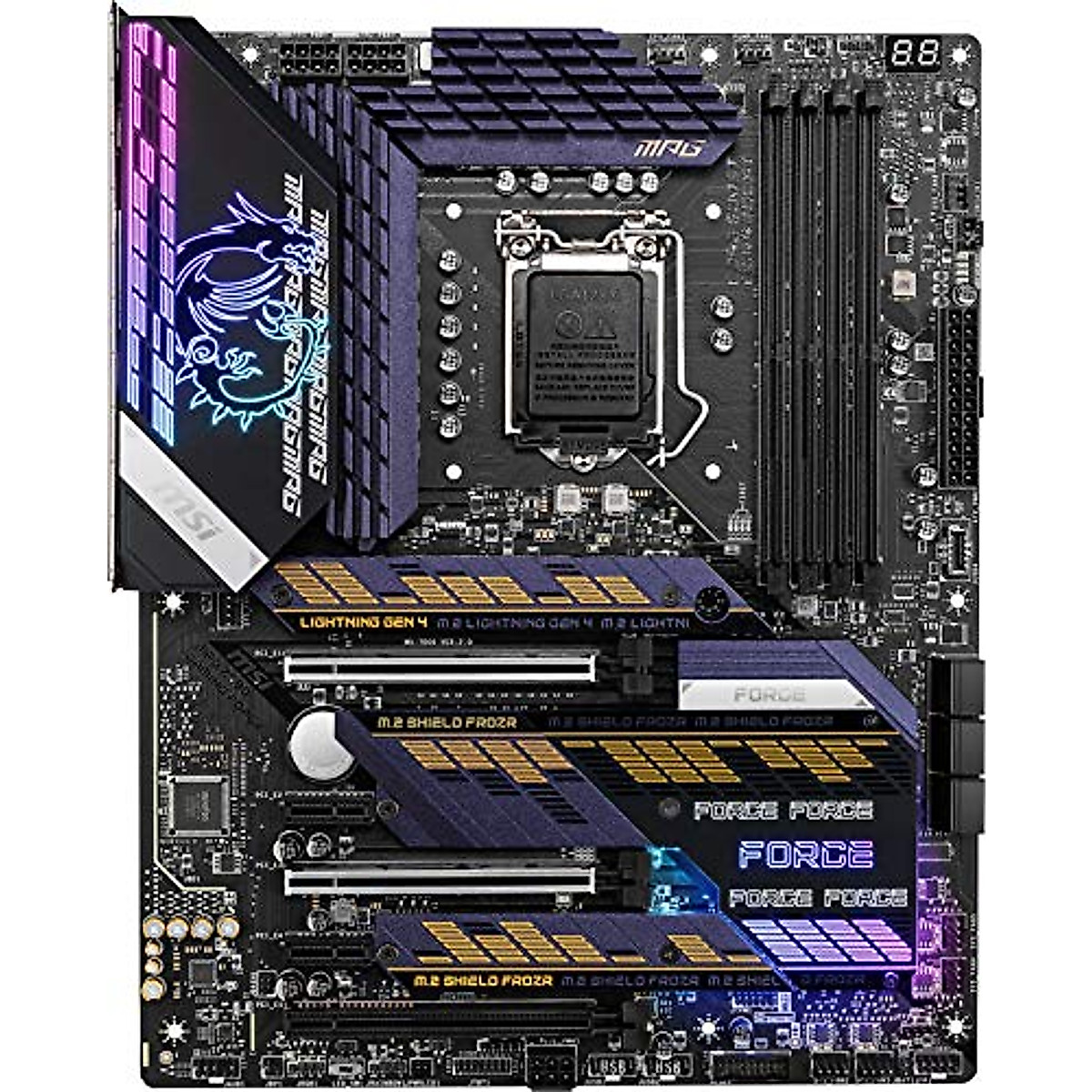 MPG MPG Z590 Gaming Force Gaming Motherboard (ATX, 11th/10th Gen Intel Core, LGA 1200 Socket, DDR4, PCIe 4, CFX, M.2 Slots, USB 3.2 Gen 2, DP/HDMI, Mystic Light RGB)