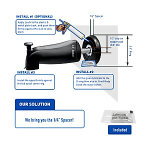 Welvzen 1/2" Thick Spacer for Tub Spout, Flange Trim Ring for Bath Faucet, Eschutcheon Cover Plate for Spigot with Split PVC Blocking Water, Shower Pipe Remodeling Sealer (304SUS-Matte Black)