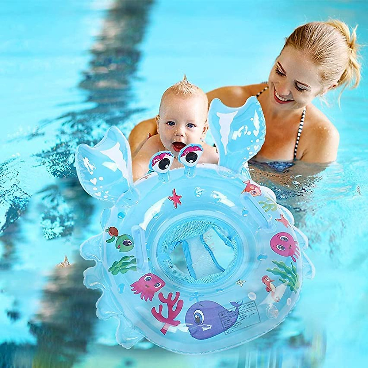 O-Toys Pool Floats for Baby Toddlers Inflatable Float Raft Water Swimming Ring Floating Boat for Kids Crab Blue